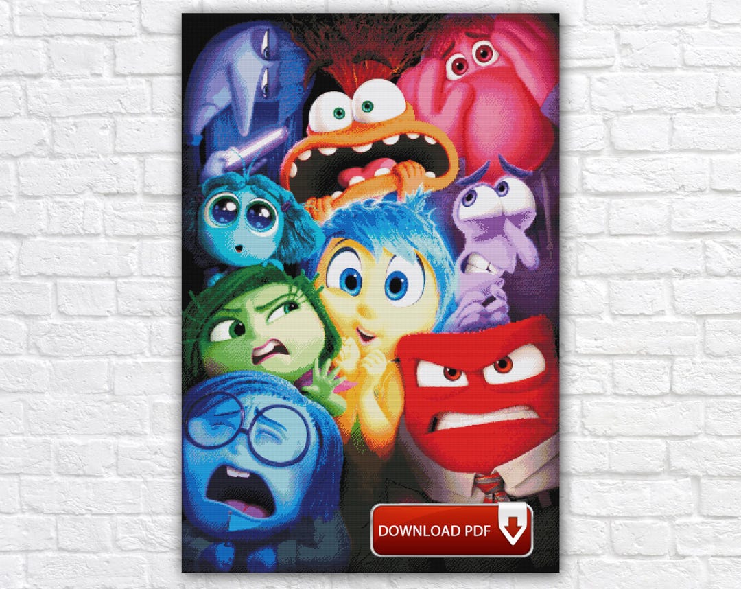 Inside Out Embroidery Design, Cartoon Cross Stitch Pattern, Instant ...