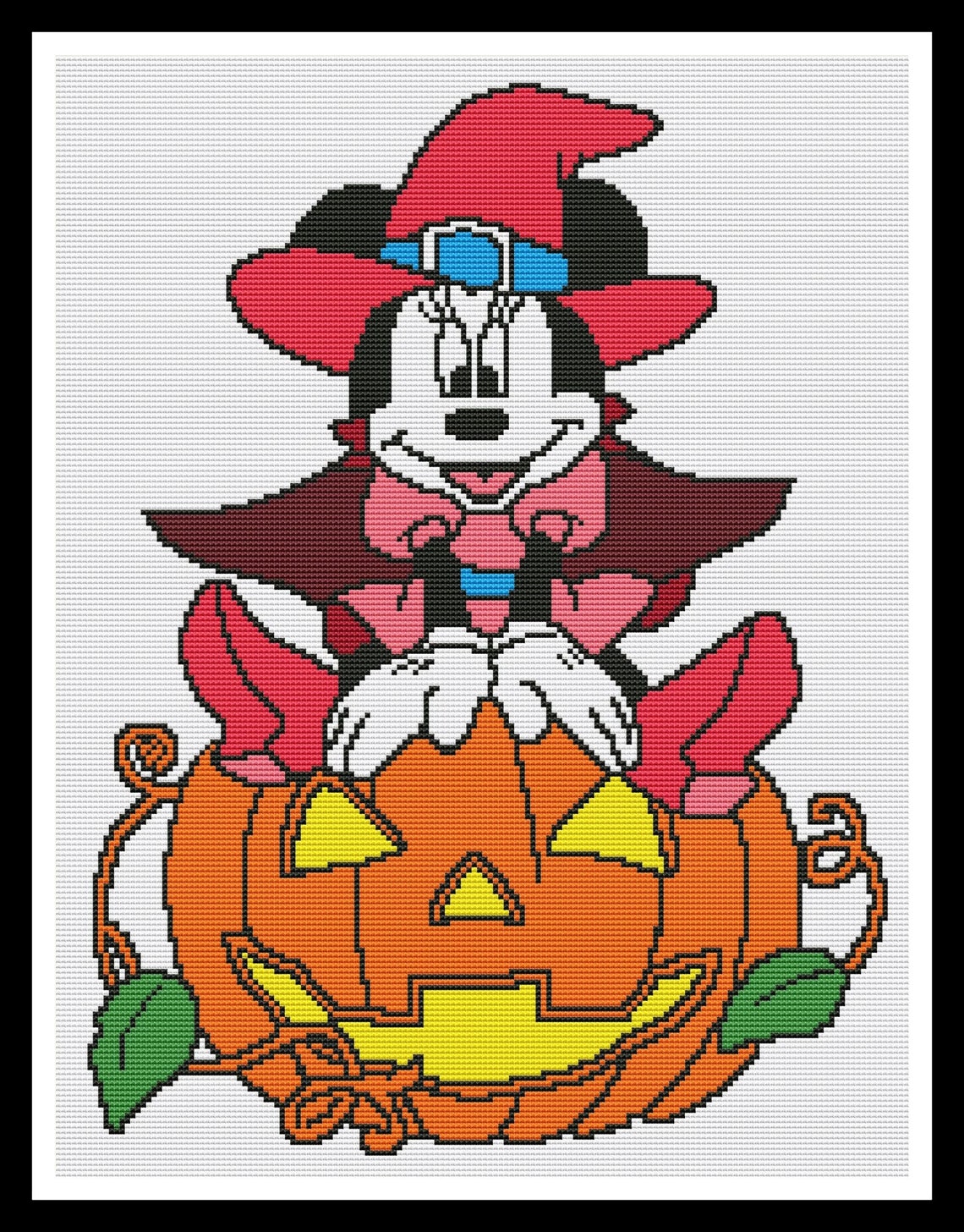 Minnie Mouse Cross Stitch Pattern / Halloween Cross Stitch Pattern ...