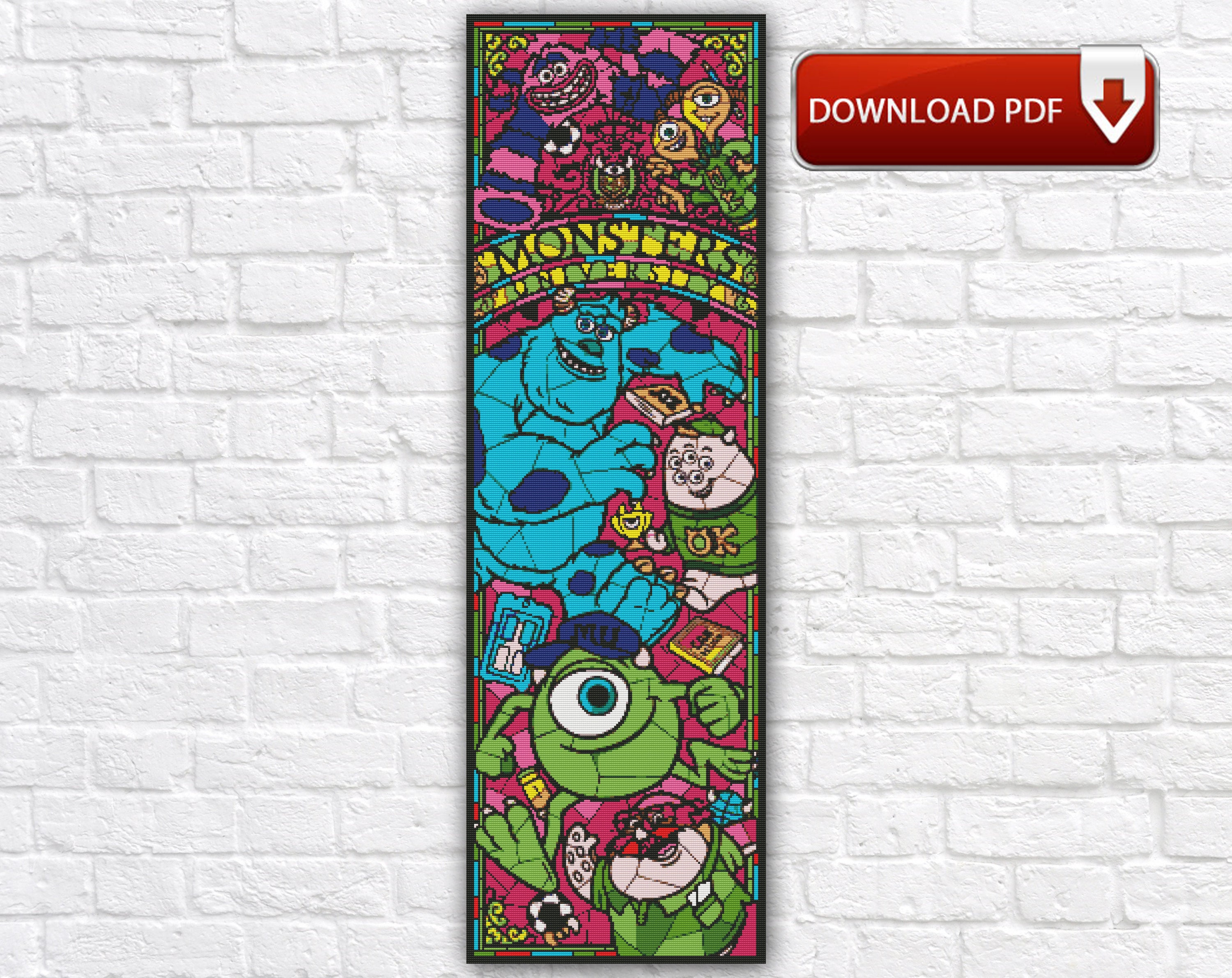 Monsters Cross Stitch Pattern / Little Monster Stained Glass Cross ...