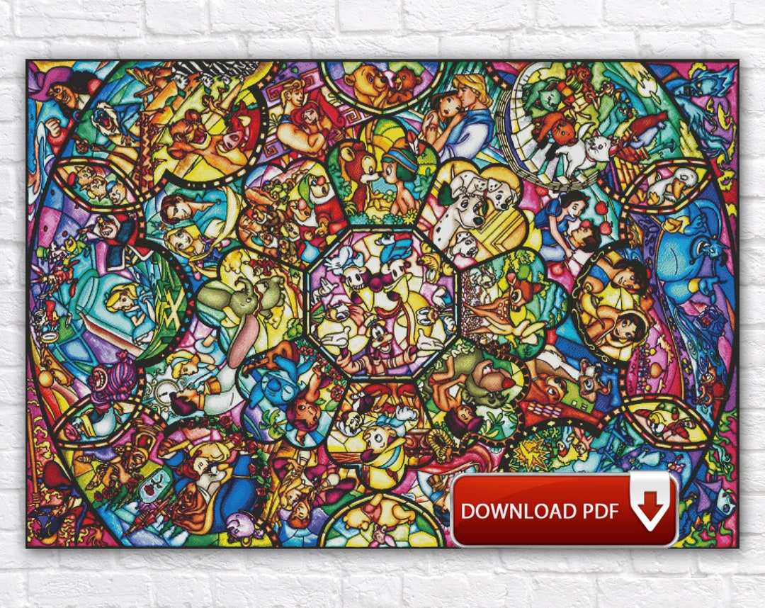 Cartoon Cross Stitch Pattern / Stained Glass Cross Stitch Chart ...