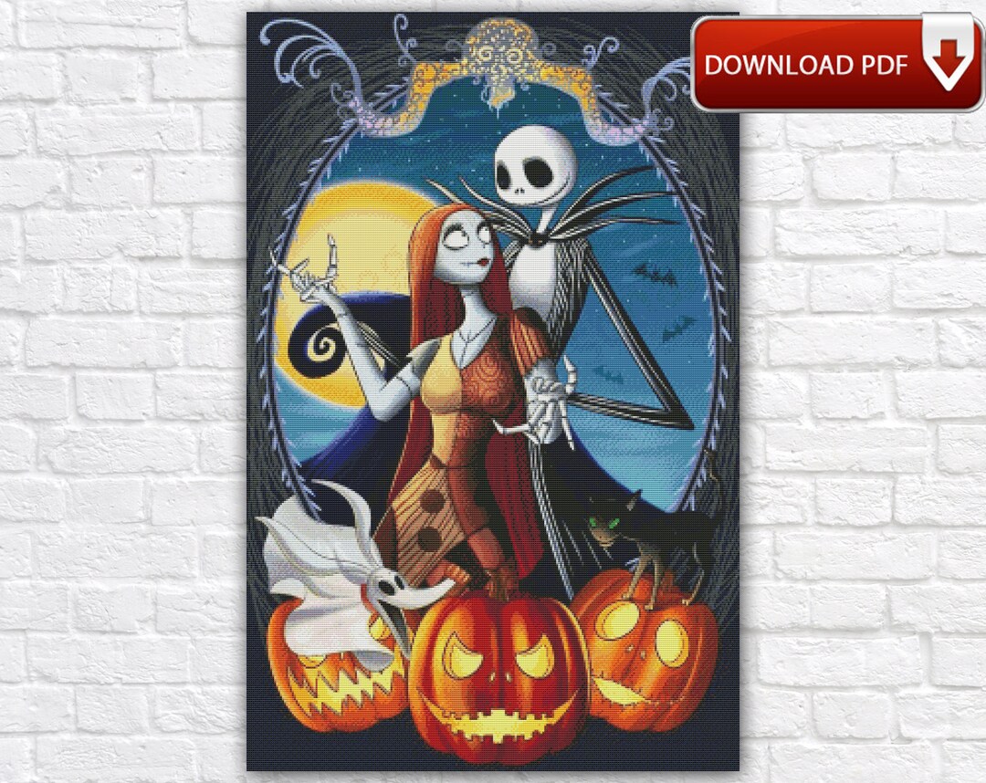 Nightmare Before Christmas Cross Stitch Pattern: Jack and Sally (PDF ...