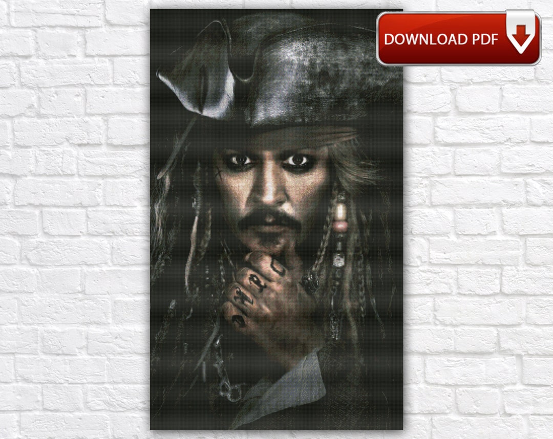 Johnny Depp Cross Stitch Pattern / Johnny Depp PDF Cross Stitch Chart / Pirate Jack Sparrow ...