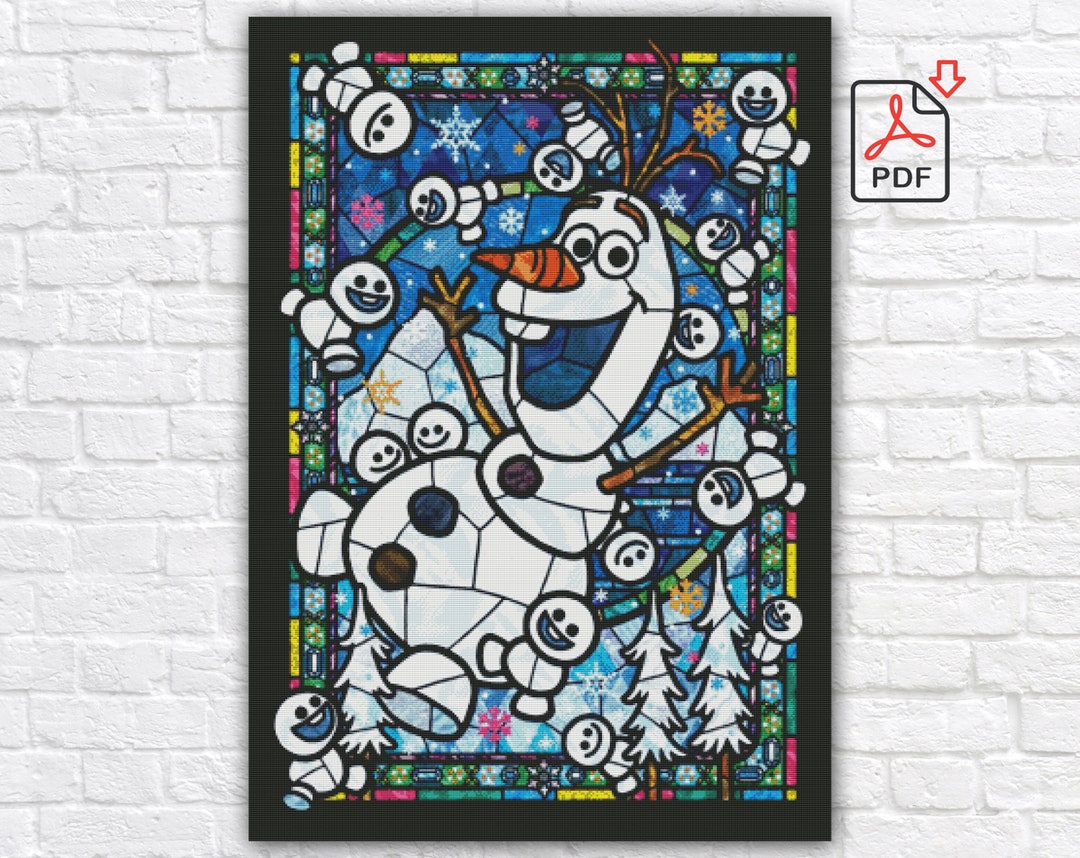 Olaf Cross Stitch Pattern / Frozen Stained Glass Cross Stitch Pattern ...