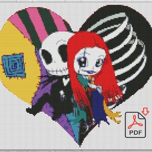 Jack and Sally Cross Stitch Pattern / Nightmare Before Christmas Cross ...