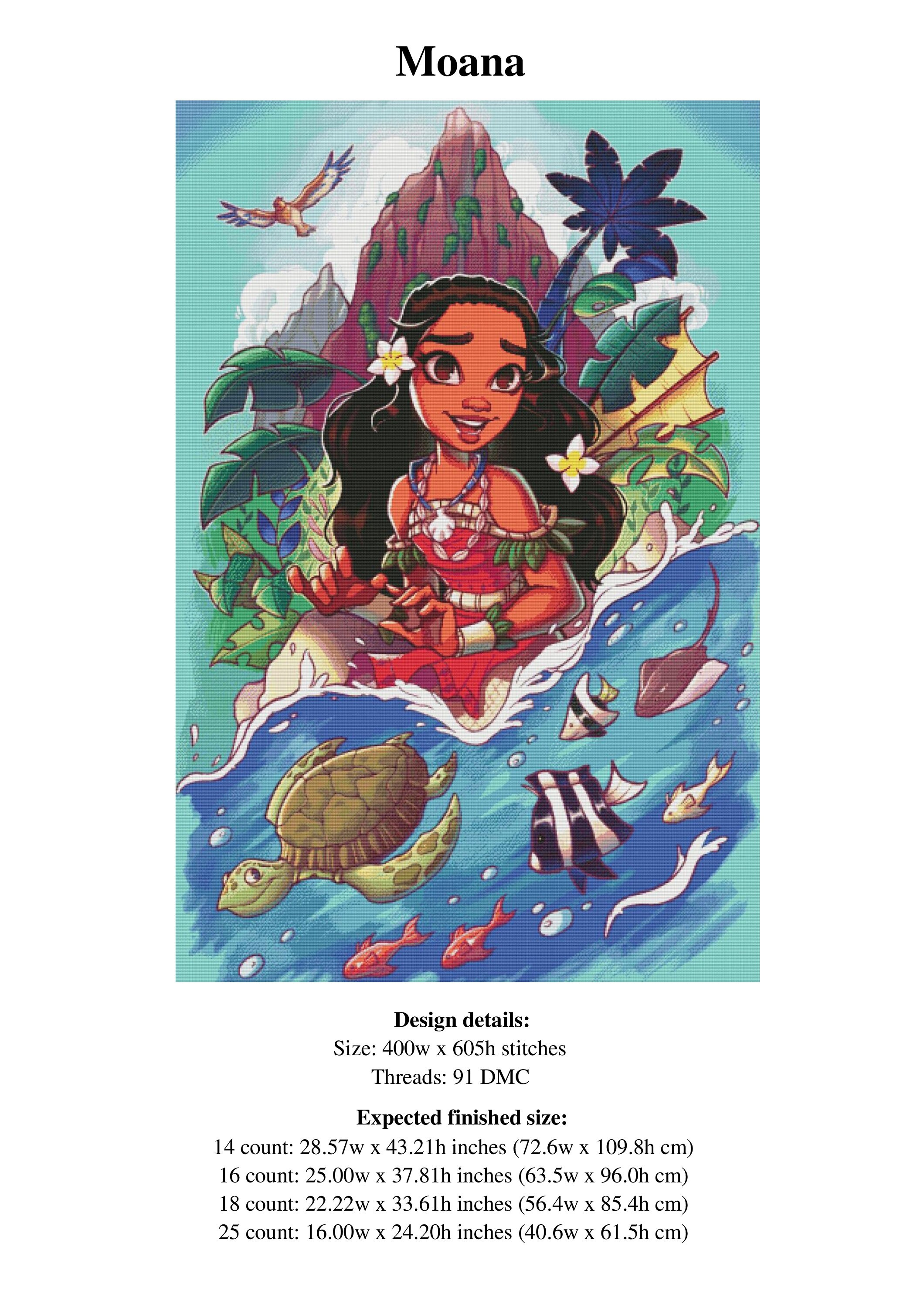 Moana Cross Stitch Pattern: Cartoon Princess Design (PDF Chart) - Etsy