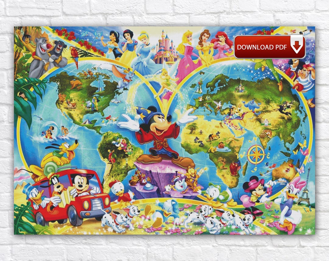 Cartoon World Cross Stitch Pattern / Mickey Mouse Planet Cross Stitch ...