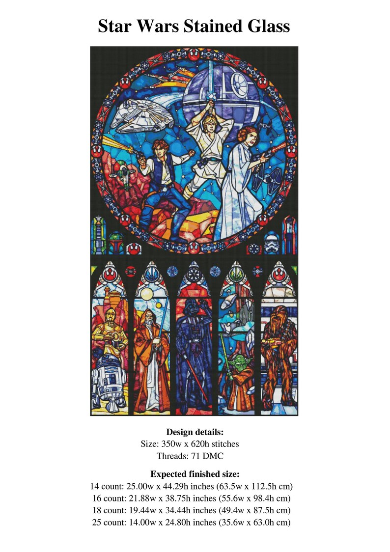 Star Wars Counted Cross Stitch Pattern / Star Wars Stained Glass ...