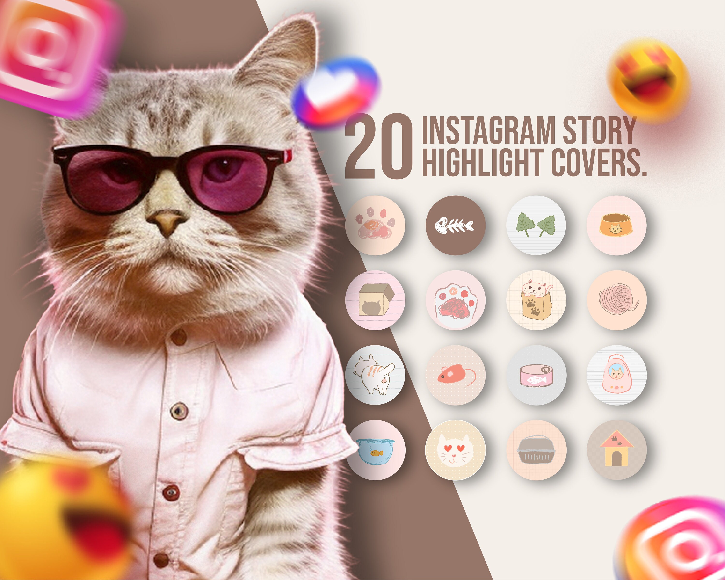 Watercolor Cats Life Instagram Highlight Icons | Watercolor ...
