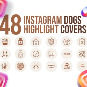 48 Dog Instagram Highlight Covers 48 Dog Illustrations on 3 Neutral ...