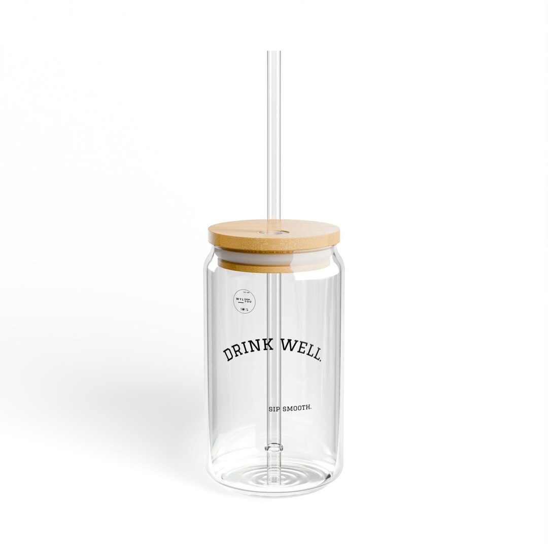 Drink Well Sipper Glass | 16oz | Clear Glass Drinkware, Eco-friendly ...