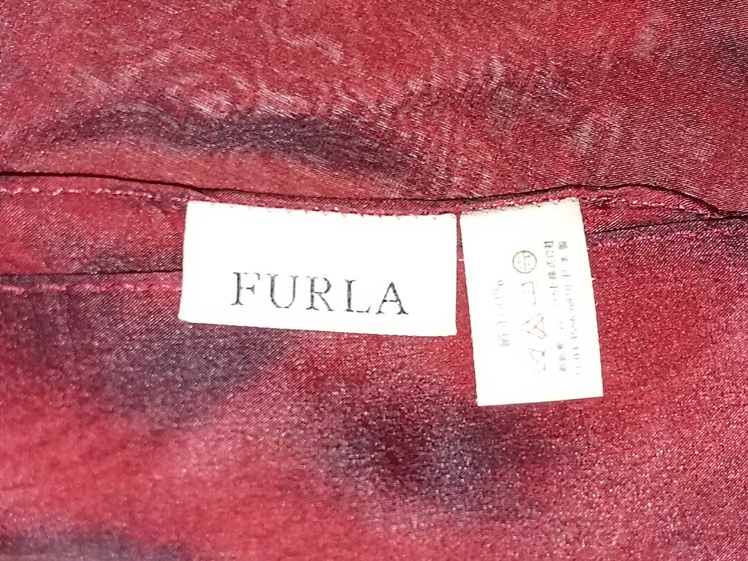 FURLA ITALY Red Maroon Long Vintage Rare Authentic 100% Silk Scarf Wrap ...