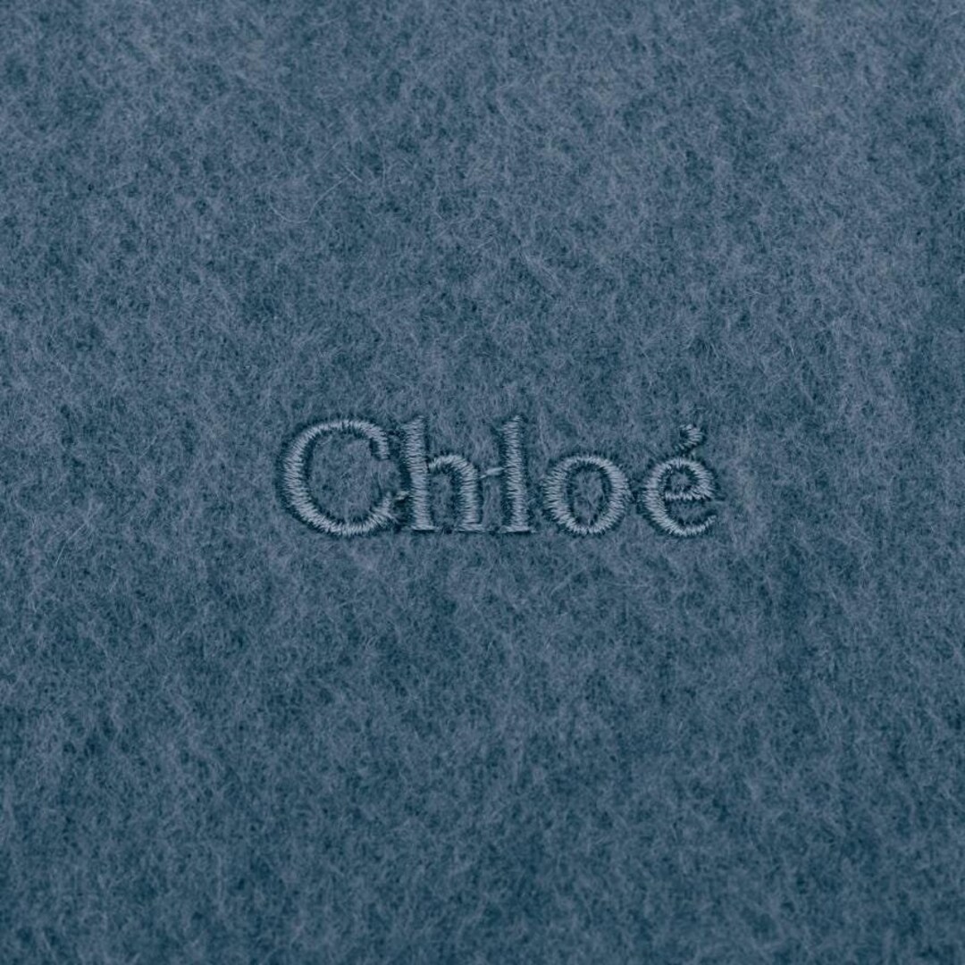 CHLOE PARIS Vintage Long Fringed Classic Blue Wool With Cashmere Feel ...