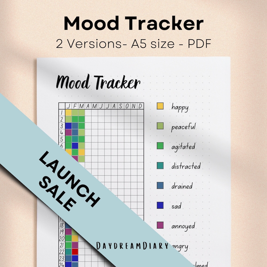 Mood Tracker Printable Journal Page A5 PDF, Premade Bullet Journal ...