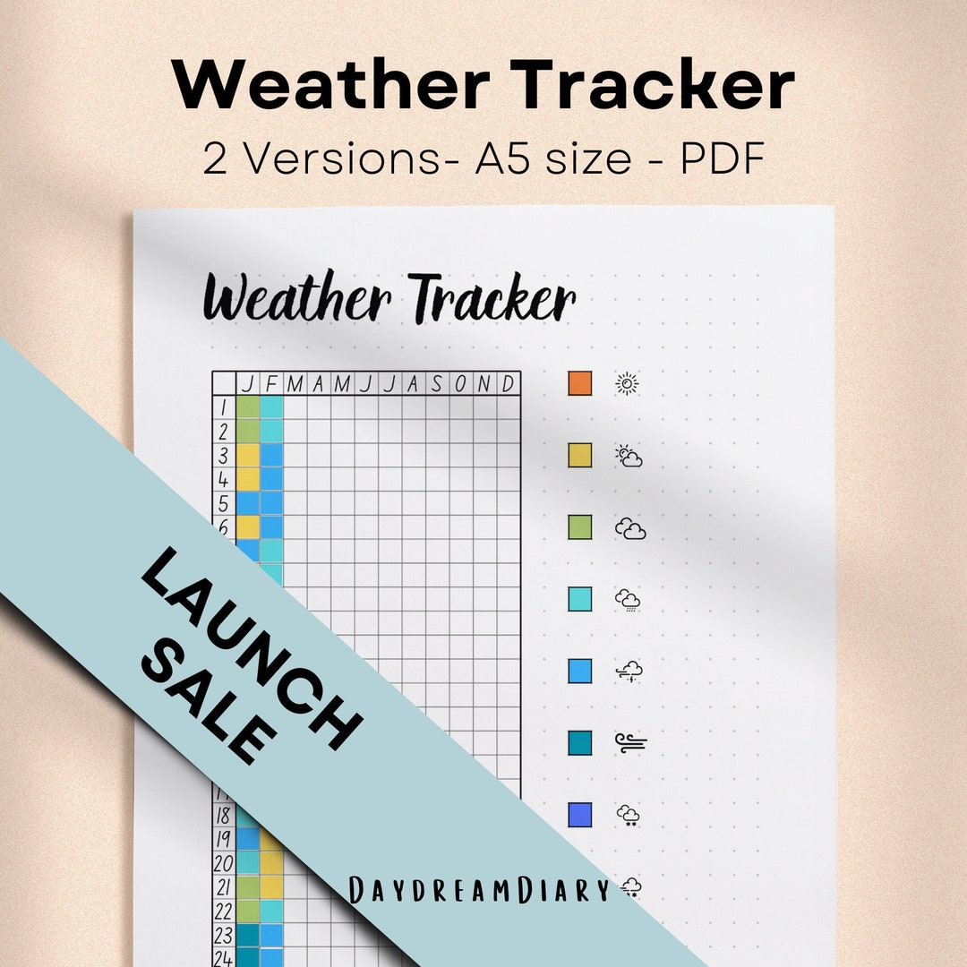 Weather Tracker Printable Journal Page A5 PDF, Premade Bullet Journal ...