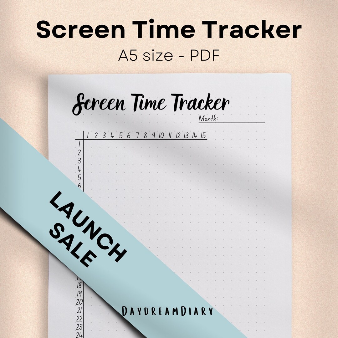 Screen Time Tracker Printable Journal Page A5 PDF, Premade Monthly ...