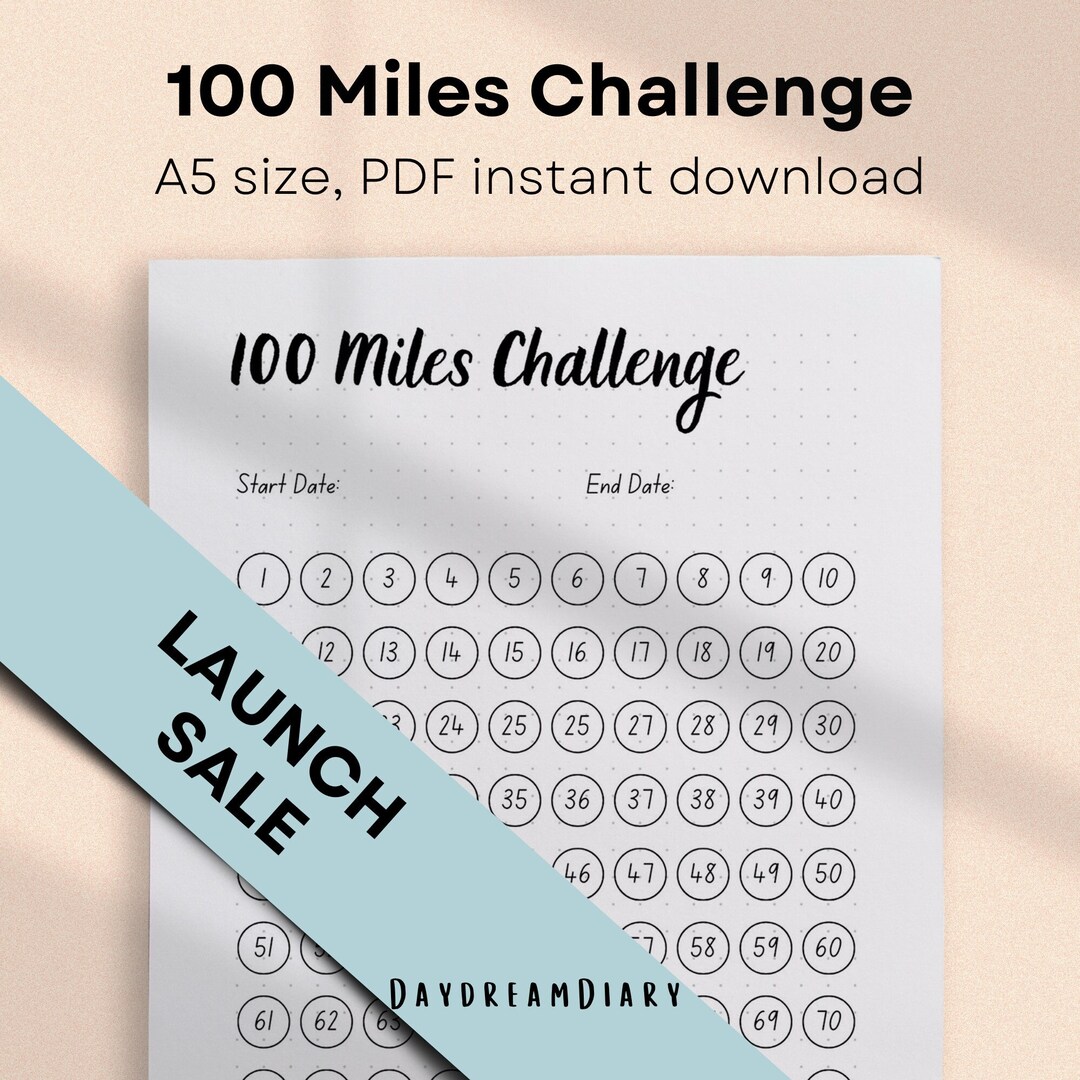 100 Miles Challenge Fitness Tracker Printable A5 PDF, Fitness Journal ...