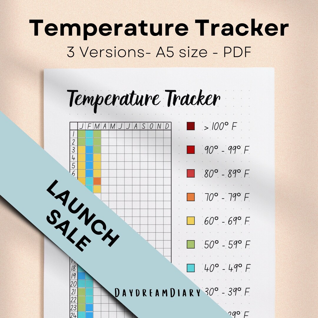 Temperature Tracker Printable Journal Page A5 PDF, Premade Bullet ...