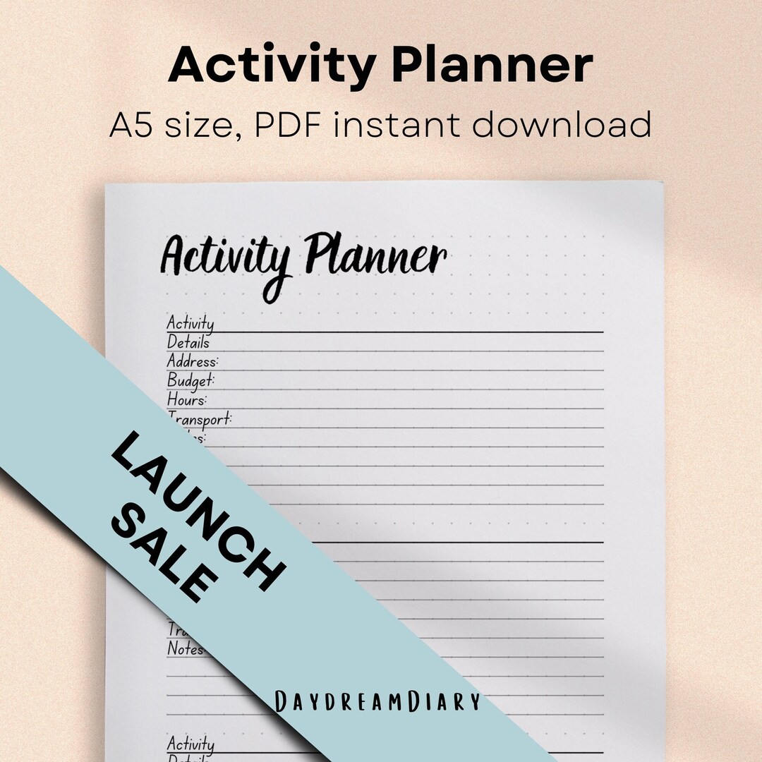 Travel Activity Planner Printable A5 PDF, Travel Journal A5 3 Ring ...