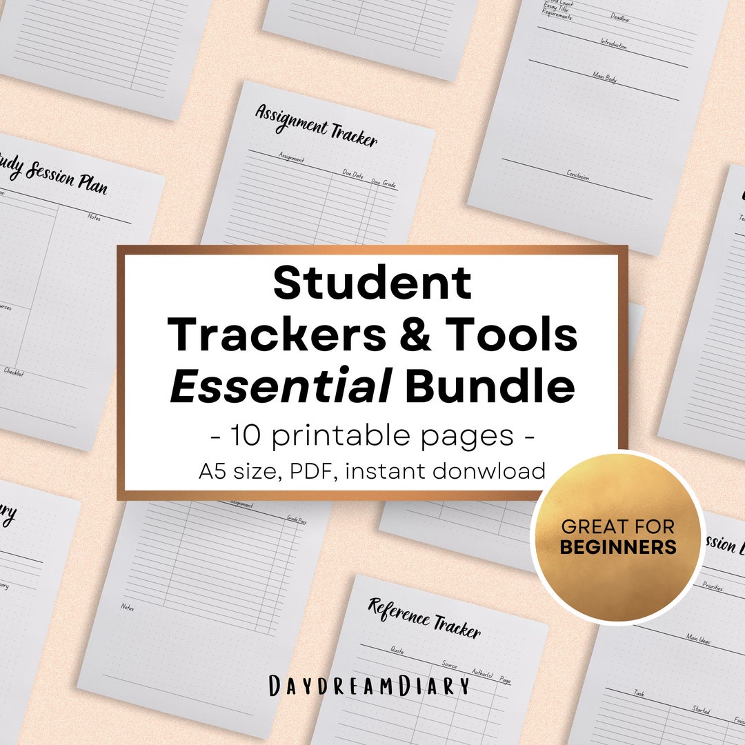 Student Trackers & Tools Essential Bundle Printable A5 PDF, Student ...