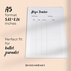 Steps Tracker Fitness Tracker Printable A5 PDF, Fitness Journal ...