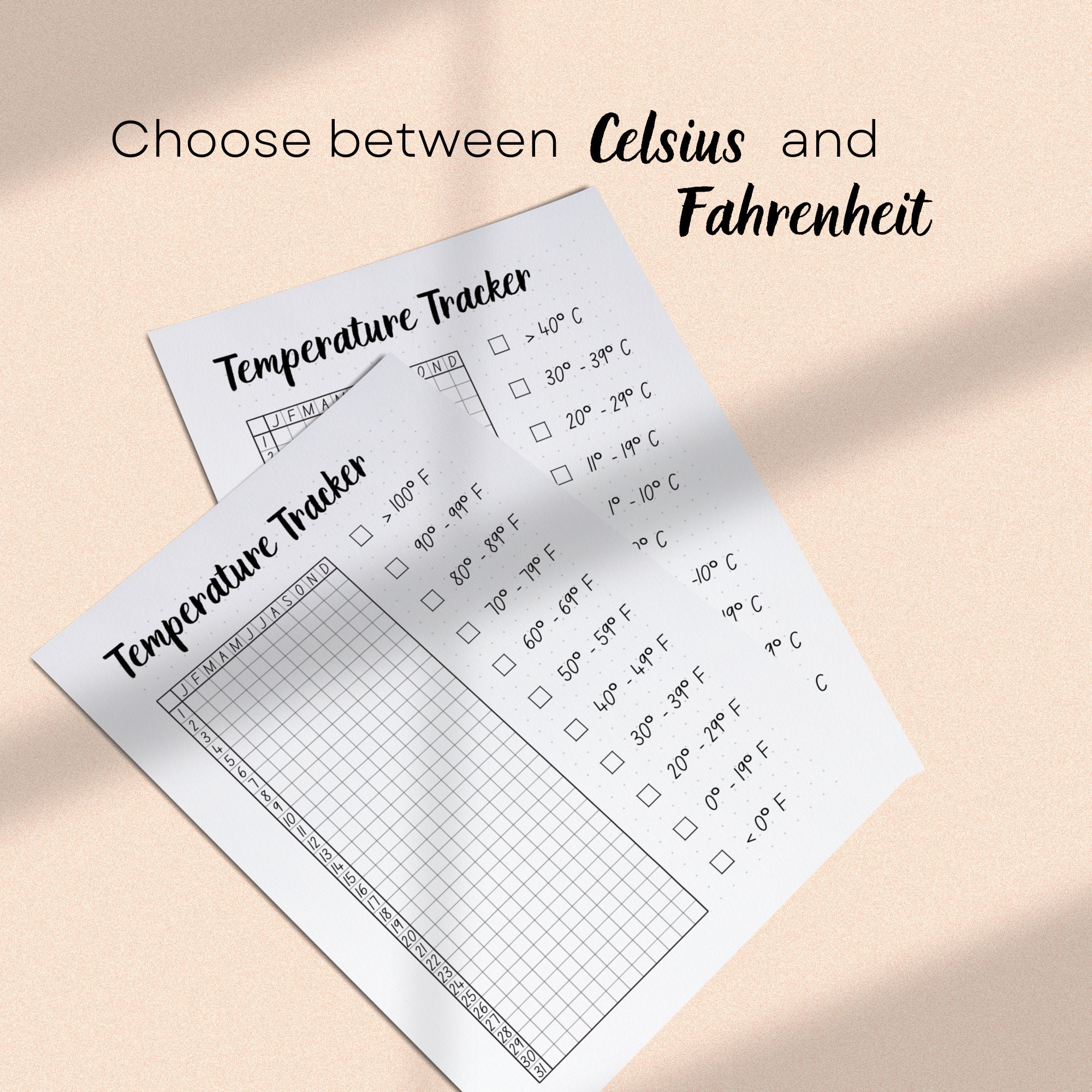 Temperature Tracker Printable Journal Page A5 PDF, Premade Bullet ...