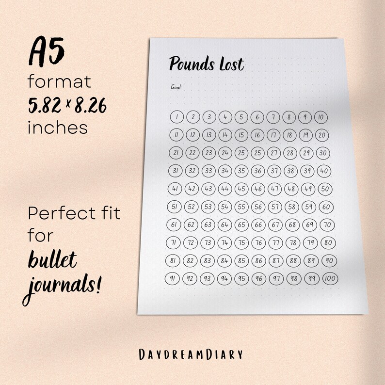 Pounds Lost Fitness Tracker Printable A5 PDF, Fitness Journal Printable ...