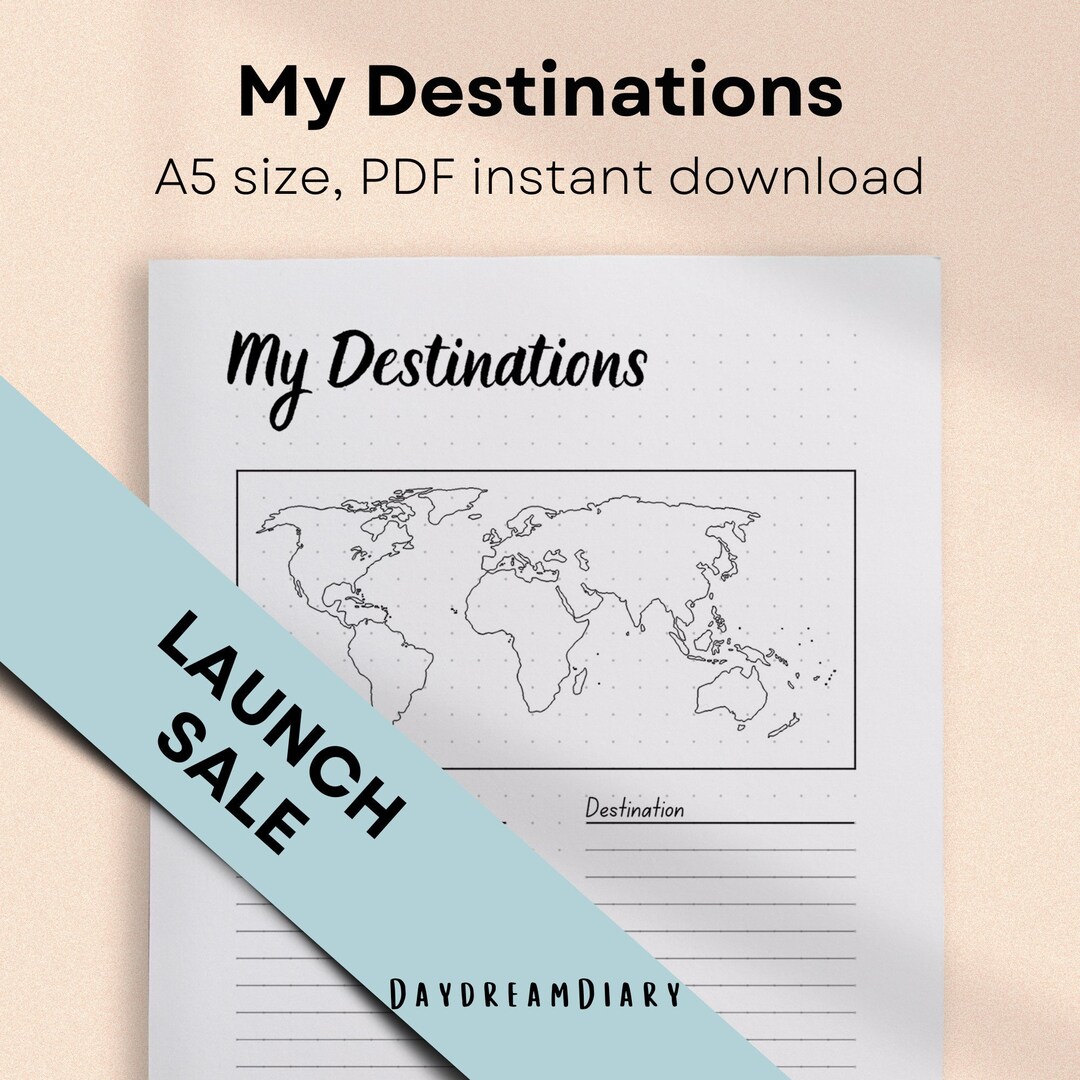 My Destinations Printable A5 PDF, Travel Journal A5 3 Ring Binder ...