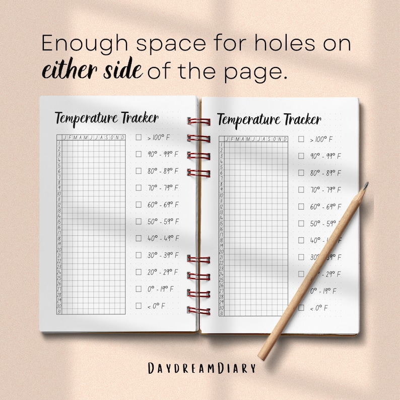 Temperature Tracker Printable Journal Page A5 PDF, Premade Bullet ...