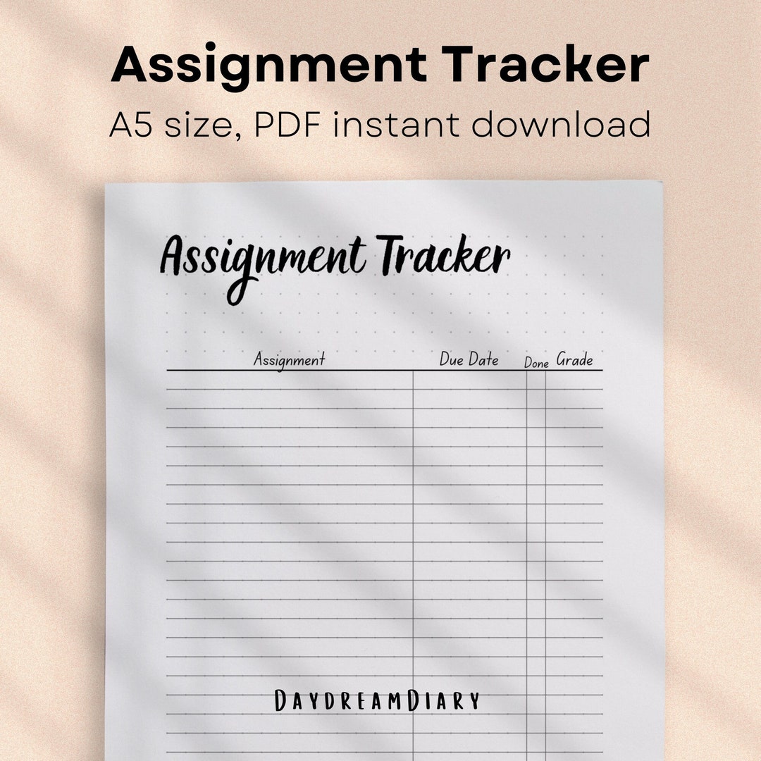 Assignment Tracker Printable A5 PDF, Student / Academic Printable ...