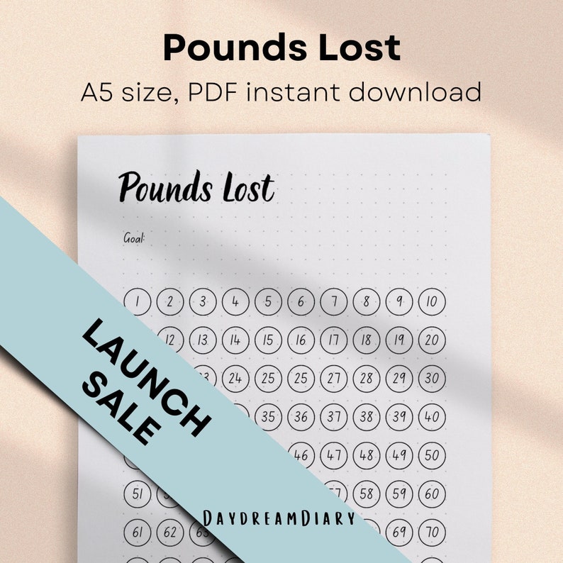 Pounds Lost Fitness Tracker Printable A5 PDF, Fitness Journal Printable ...