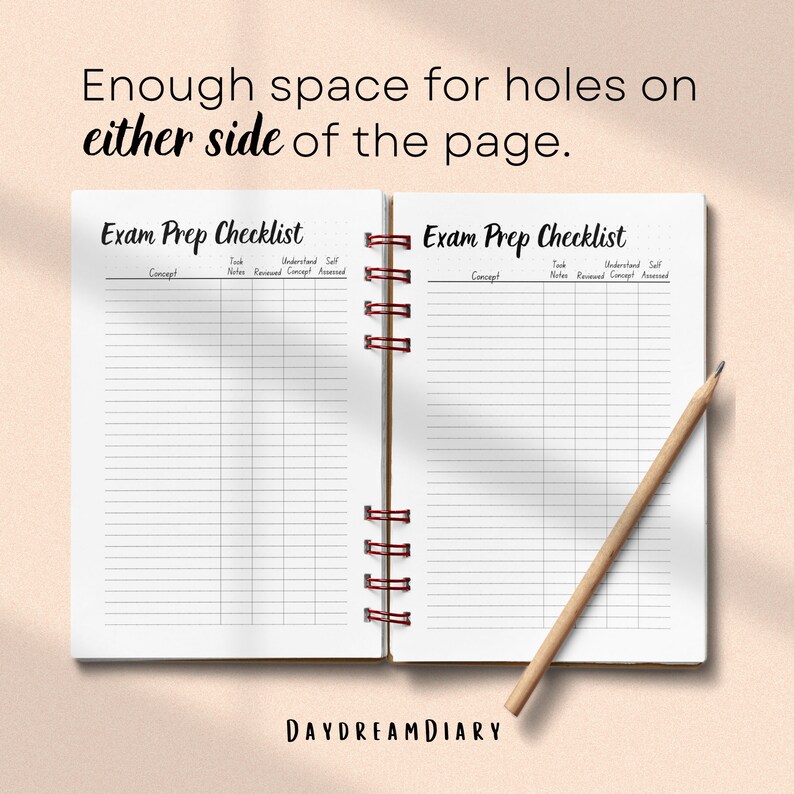 Exam Prep Checklist Tracker Printable A5 PDF, Student Academic ...