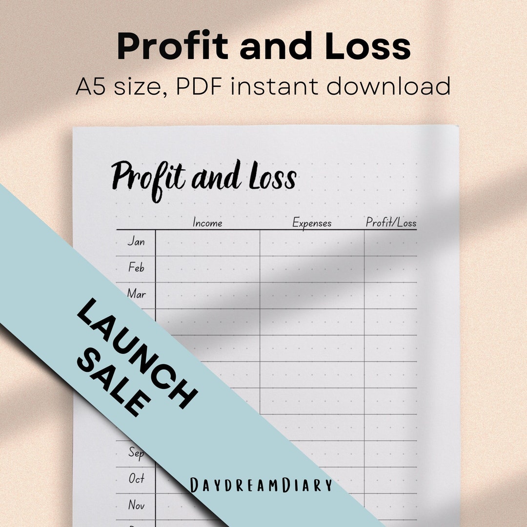 Profit and Loss Tracker Printable A5 PDF, Budget Planner Printable ...