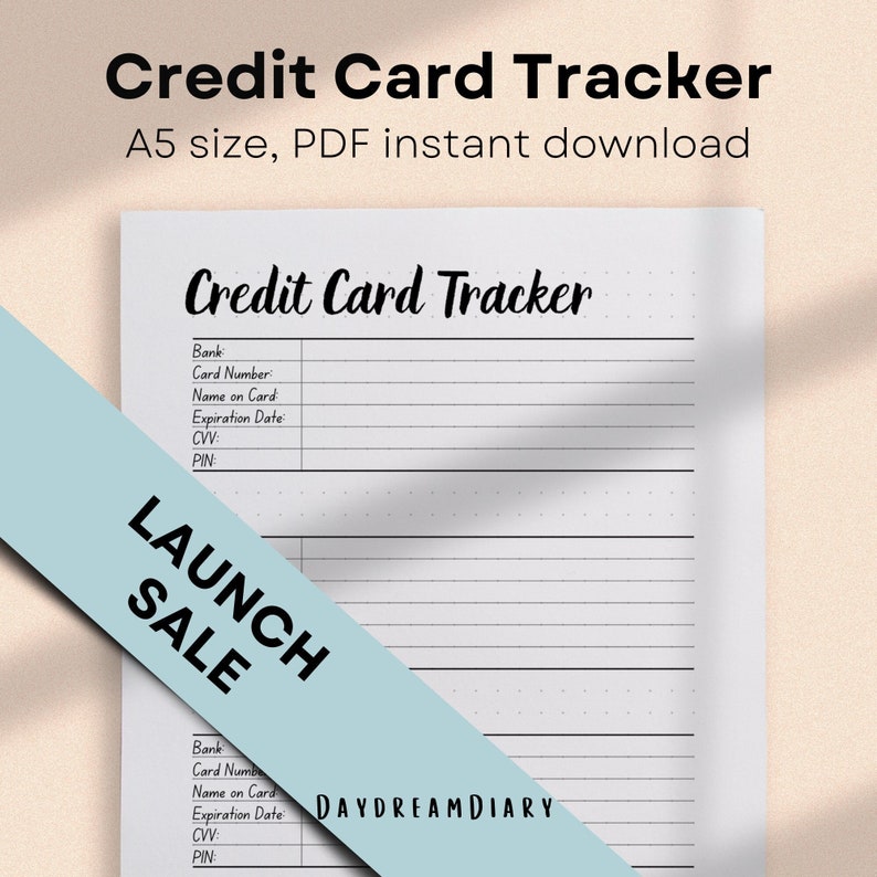 Credit Card Tracker Printable A5 PDF, Budget Planner Printable Planner ...