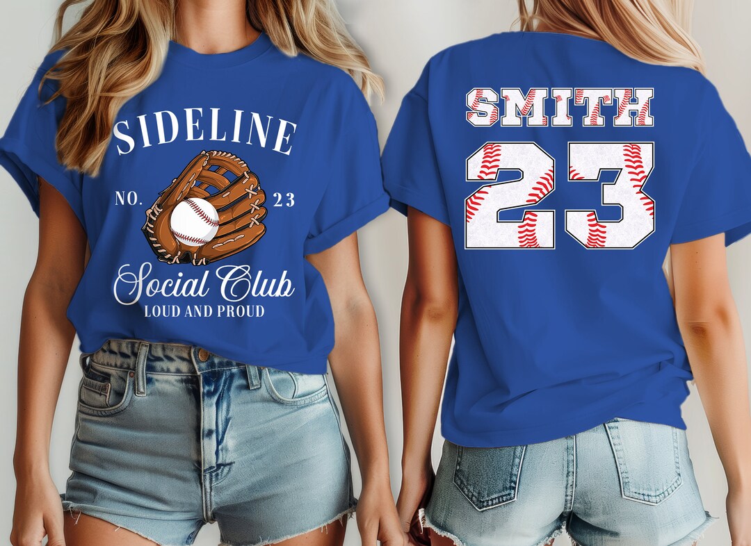 Sideline Social Club Baseball Shirt, Custom Name and Number, Baseball ...