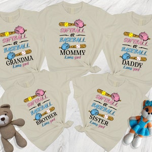 Gender Reveal Party Shirts, Softball or Baseball Shirts, Baby Shower ...