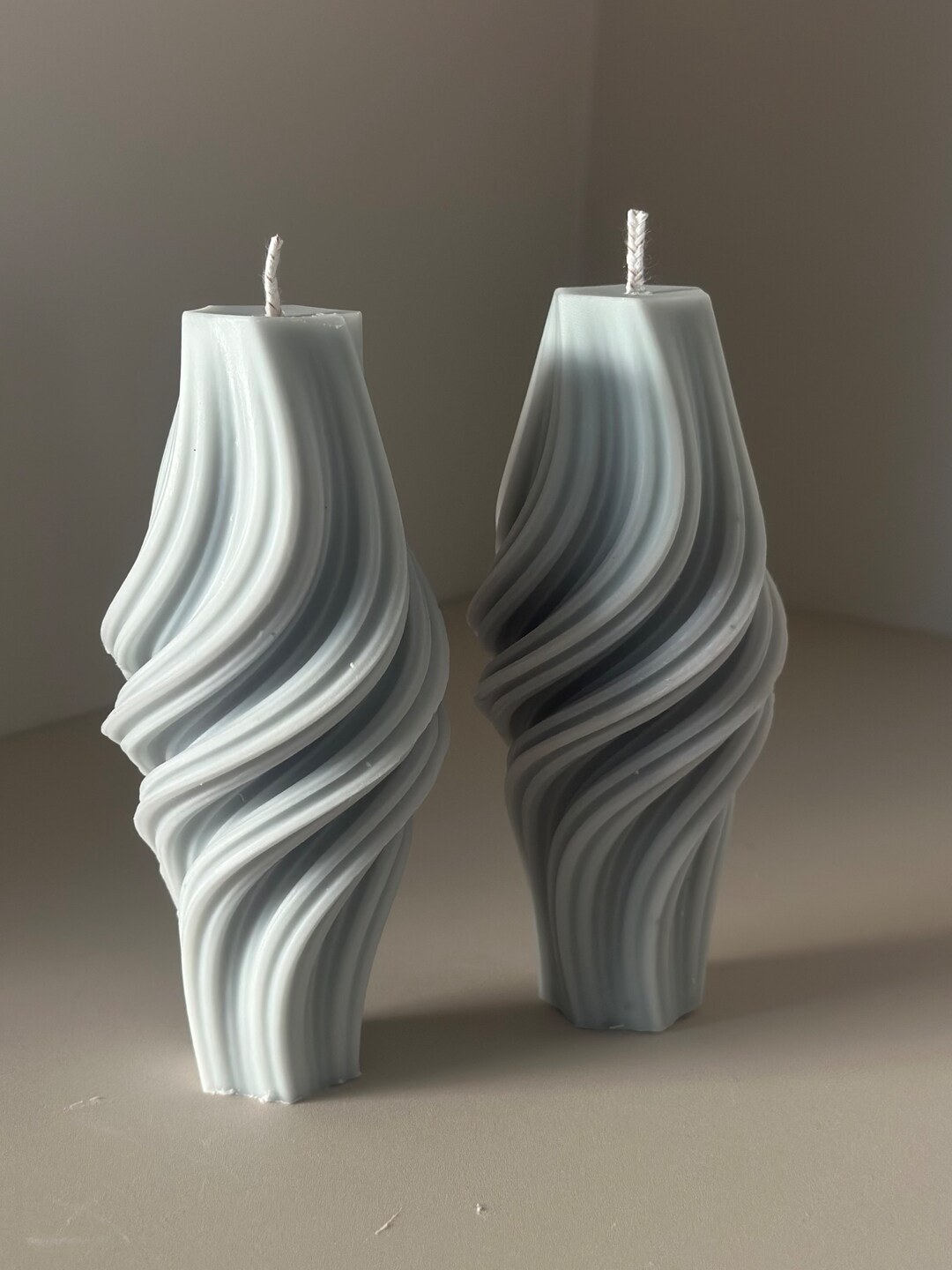 Twisted Ribbed Candle, Shaped Pillar Candle, Geometric Sculpture Candle ...