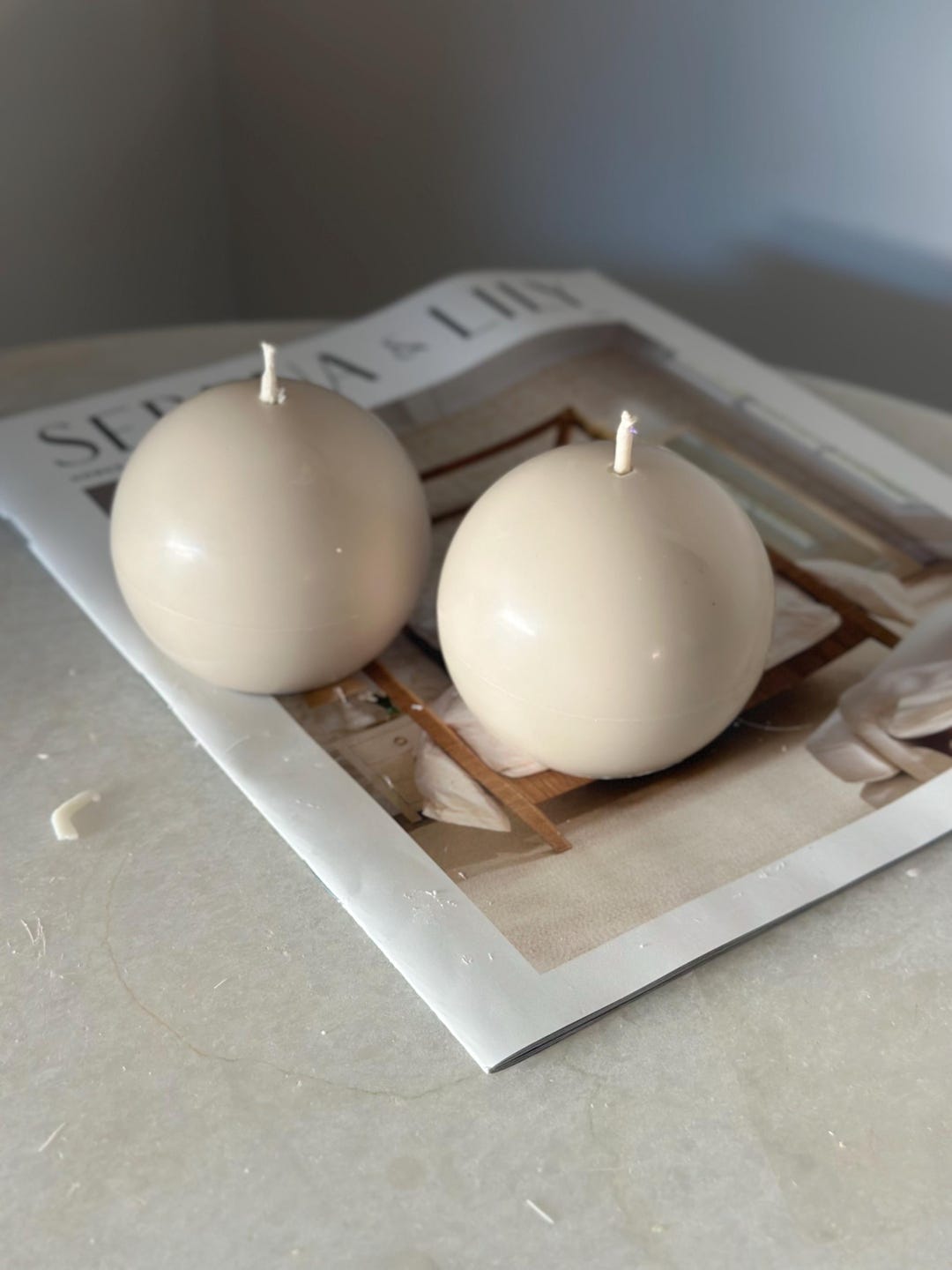 Round Ball Candle – Smooth Sphere Candle for Minimalist Decor, Neutral ...