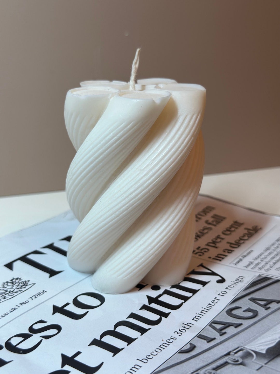 Handmade Soy Wax Swirl Pillar Candle: Modern Home Decor - Etsy