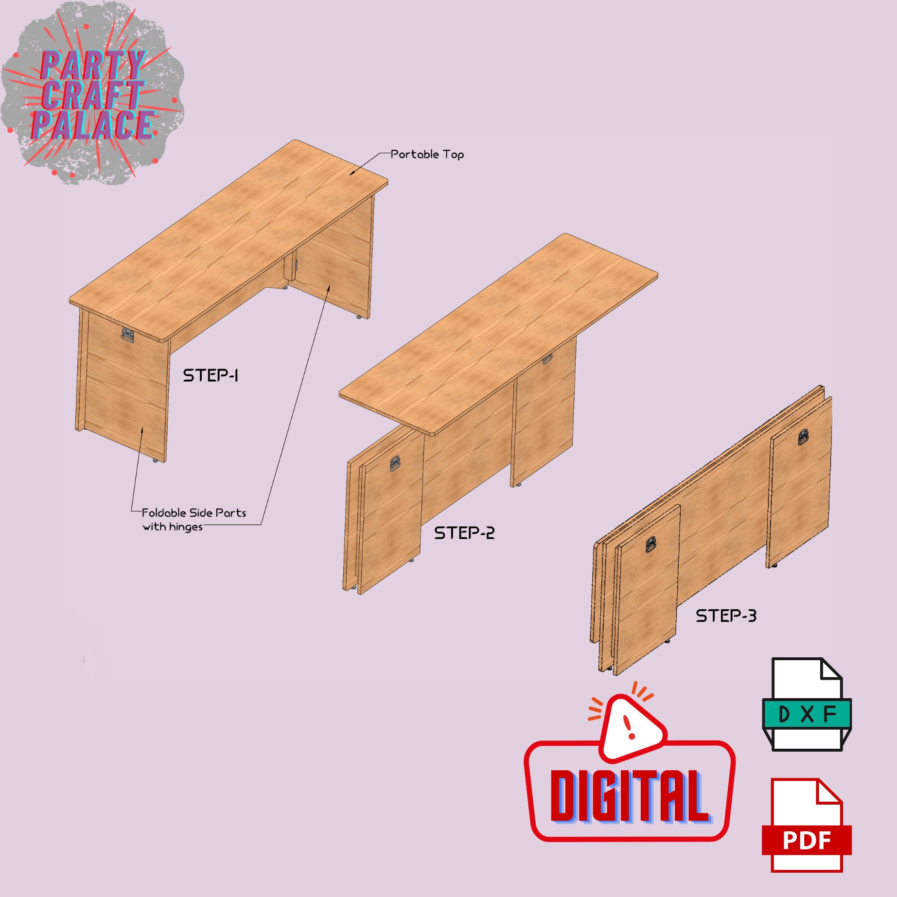 Foldable Party Bar Table With Exquisite CNC Router DXF Plans! Elevate ...