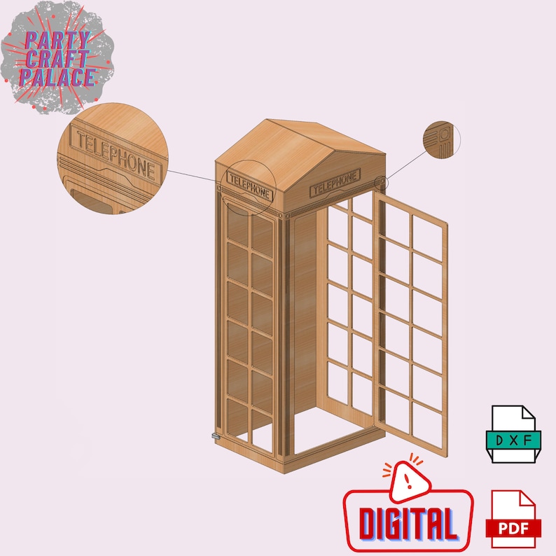 London Telephone Booth Backdrop, CNC Router DXF Plans, DIY Party ...