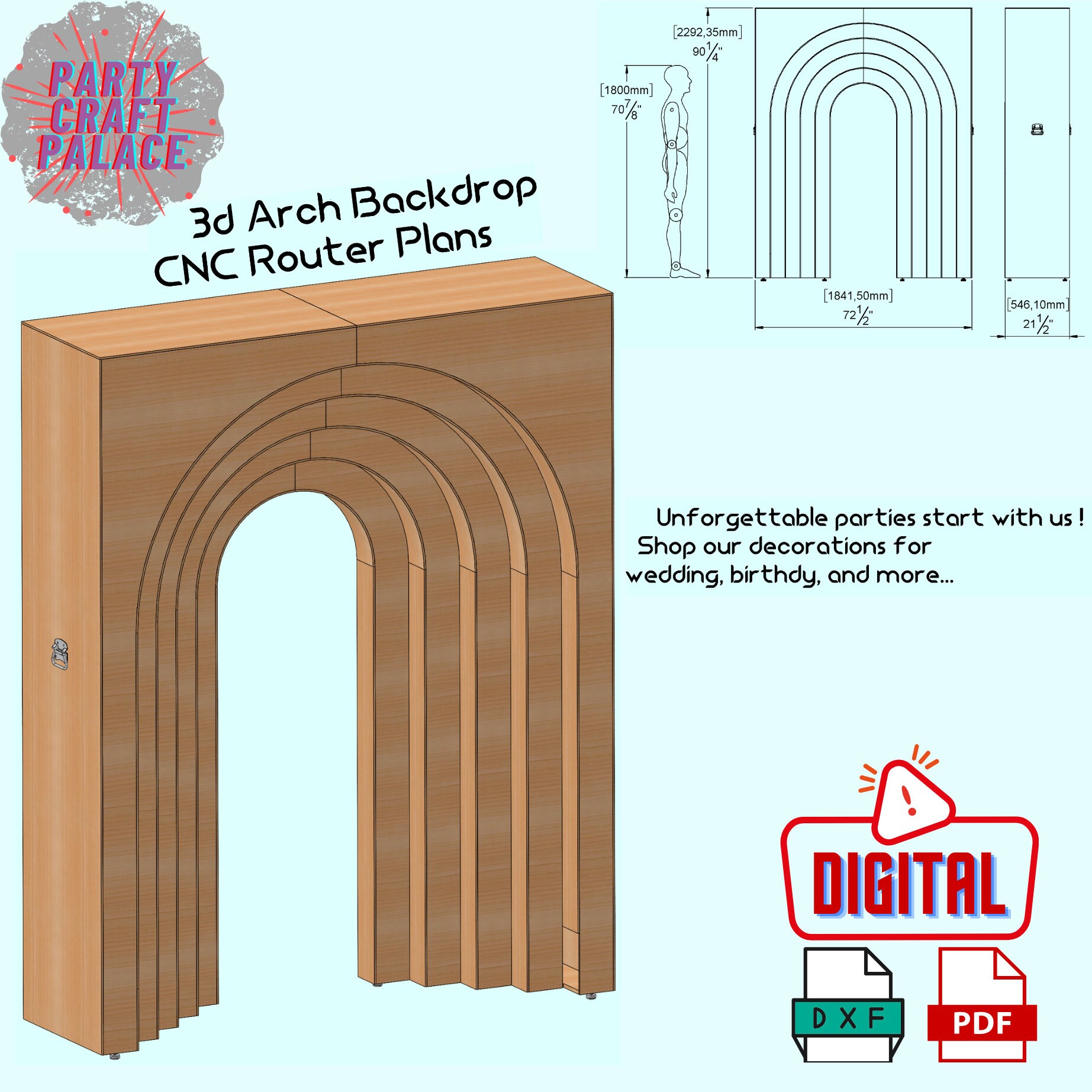 3D Arch DIY Wedding & Birthday Party Decor Plans - CNC Router DXF Files ...