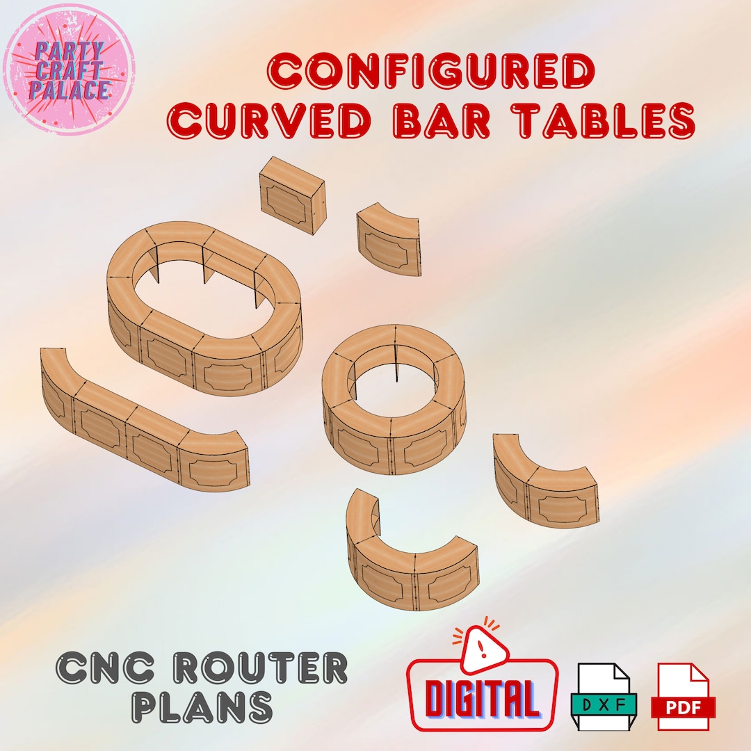 Curved Bar Table Plans: CNC DXF & PDF for Custom Party Bars - Etsy