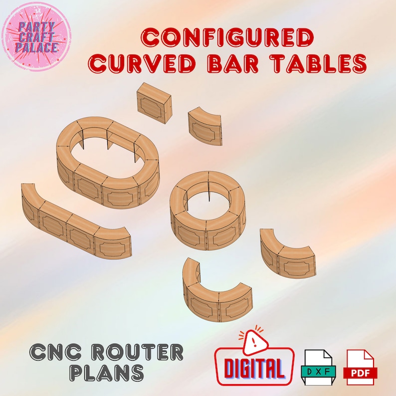 Curved Bar Table Plans: CNC DXF & PDF for Custom Party Bars - Etsy