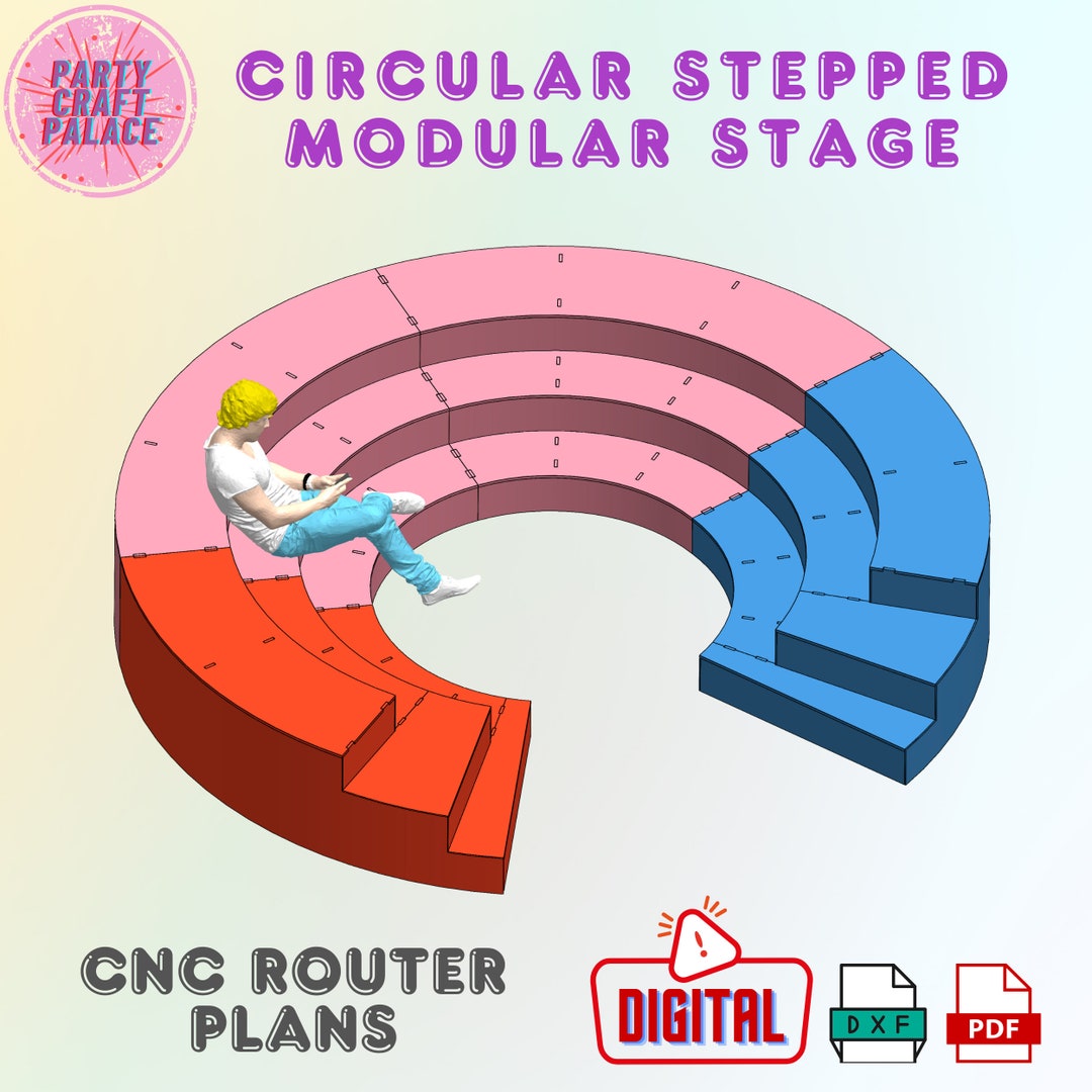 Modular Circular Stepped Party Seating Units, DXF Plan for Party ...