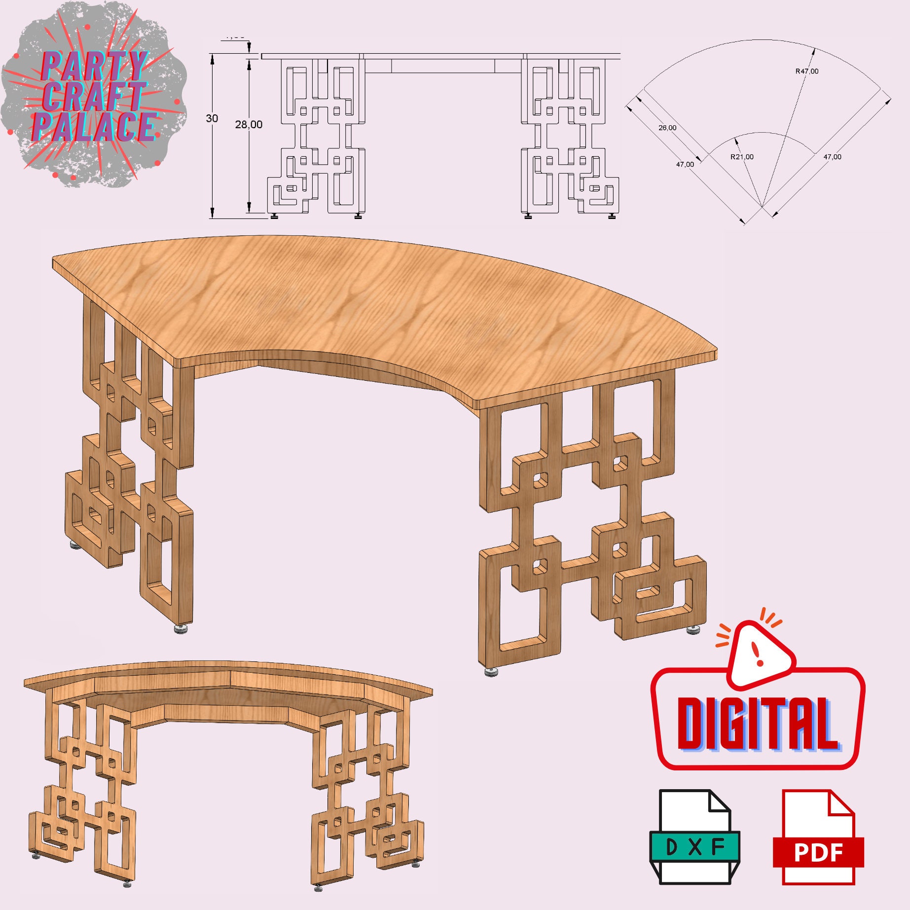 Serpentine Table Set - Unique DIY Banquet and Wedding Furniture - Etsy