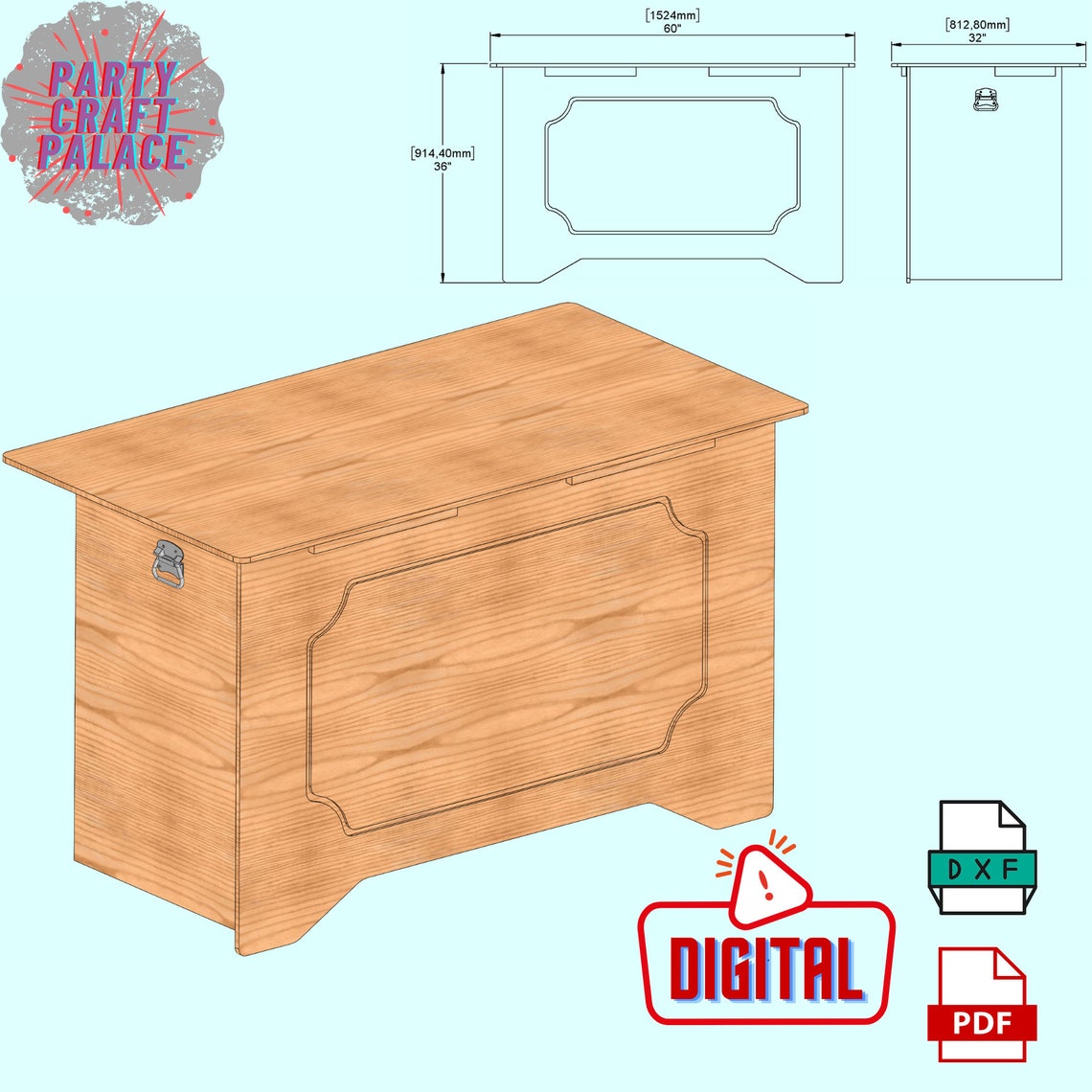 Foldable Party Bar Table V9 , Collapsible Table, CNC Router DXF Plans ...