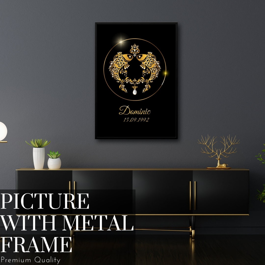 Personalized Zodiac Sign Posters With Names in Gold Astrology Art Wall ...