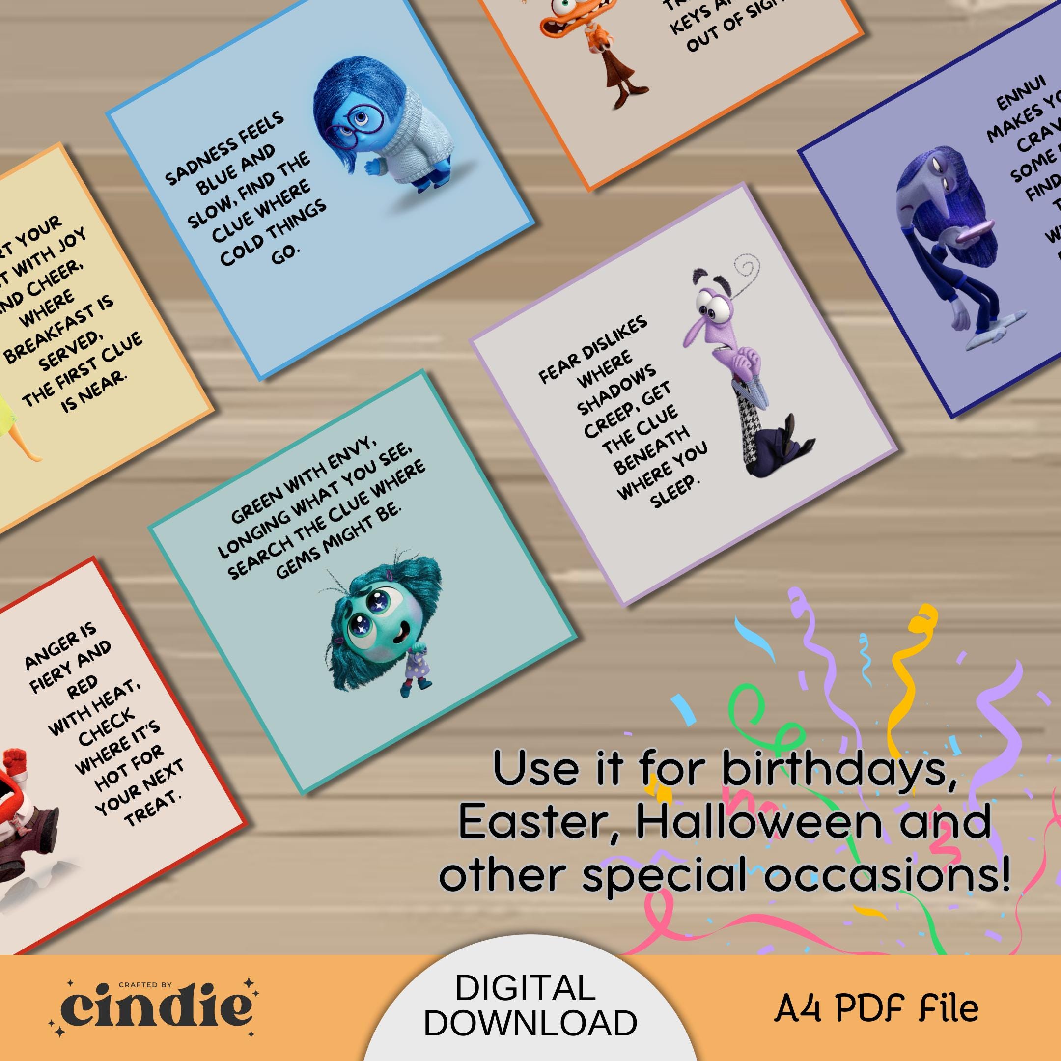 Kids Scavenger Hunt Game | Printable Inside Out 2 Cards - Birthday ...