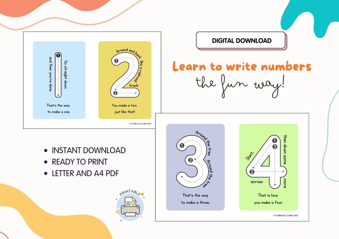 Number Poem Tracing Cards Handwriting Printable for Kids, Math Number ...