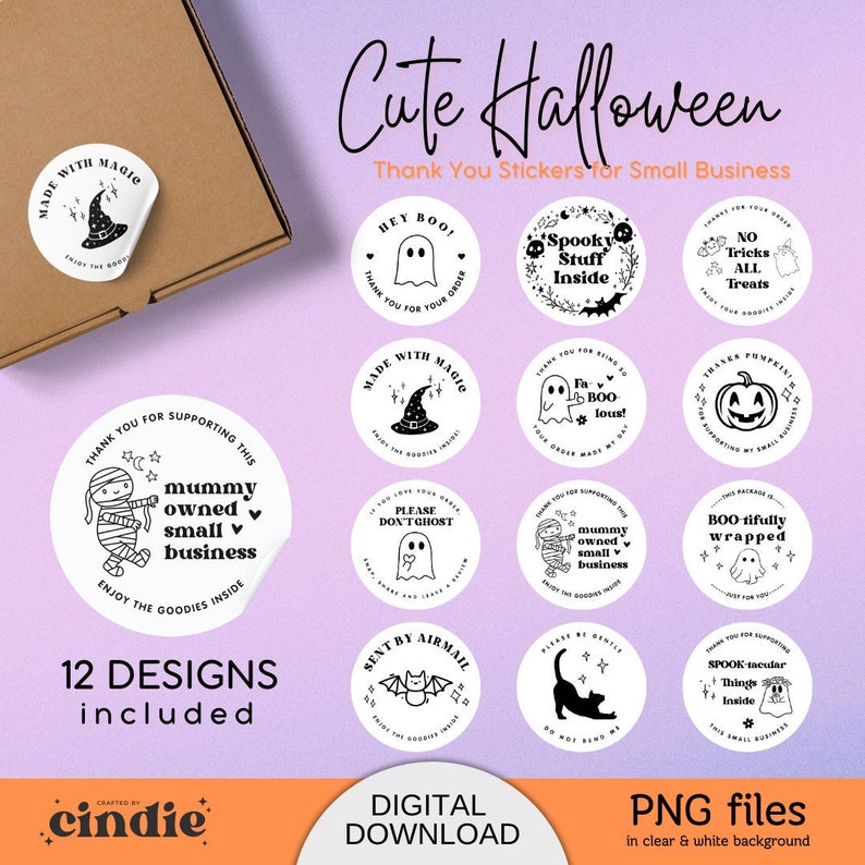 Printable Halloween Thank You Stickers for Small Business | Thermal ...